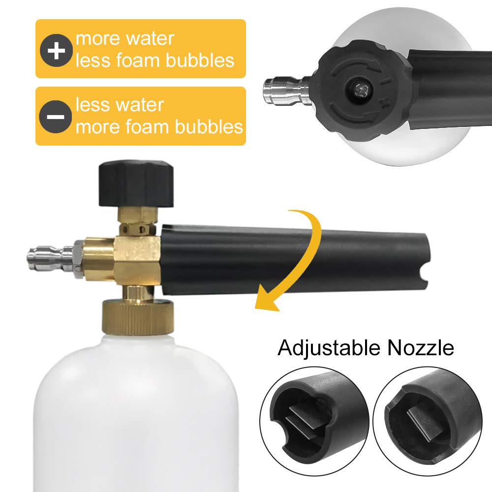 Linoone Foam Cannon Gun Set, 3000PSI Pressure Washer Gun with 5 Nozzle Tips Snow Foam, 1/4” Quick Outlet Connector