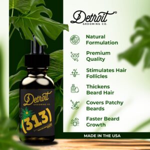 Detroit Grooming Co.Natural Beard Oil for Men - Nourishing & Organic Beard Moisturizer w/Sweet Almond Oil & Vitamin E - Softens, Boosts Growth - Toasted Vanilla Amber Scent- 313 1oz