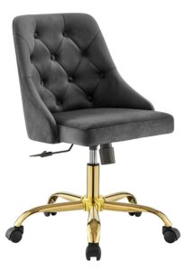 modway distinct tufted swivel performance velvet office chair, gold gray