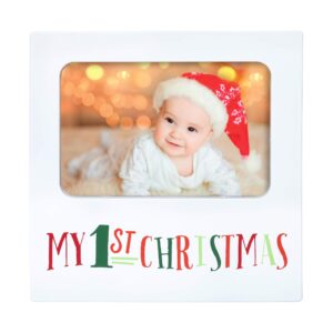 Kate & Milo My 1st Christmas Baby Photo Frame, Holiday Baby’s First Year Keepsake, Holiday Home Décor, Christmas Home Accessory, Newborn Tabletop Picture Frame, 4” x 6” Photo Insert, White