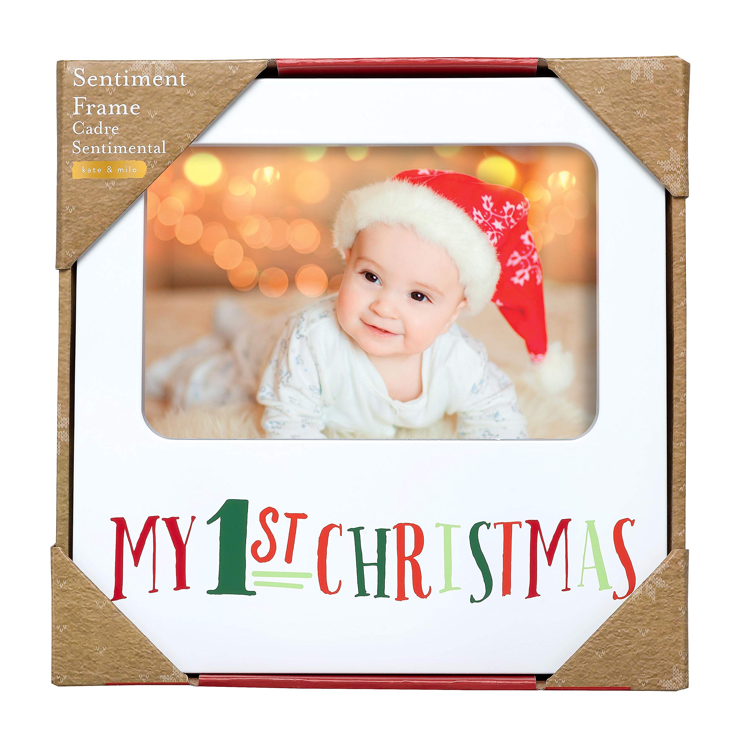 Kate & Milo My 1st Christmas Baby Photo Frame, Holiday Baby’s First Year Keepsake, Holiday Home Décor, Christmas Home Accessory, Newborn Tabletop Picture Frame, 4” x 6” Photo Insert, White