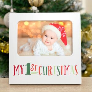 Kate & Milo My 1st Christmas Baby Photo Frame, Holiday Baby’s First Year Keepsake, Holiday Home Décor, Christmas Home Accessory, Newborn Tabletop Picture Frame, 4” x 6” Photo Insert, White