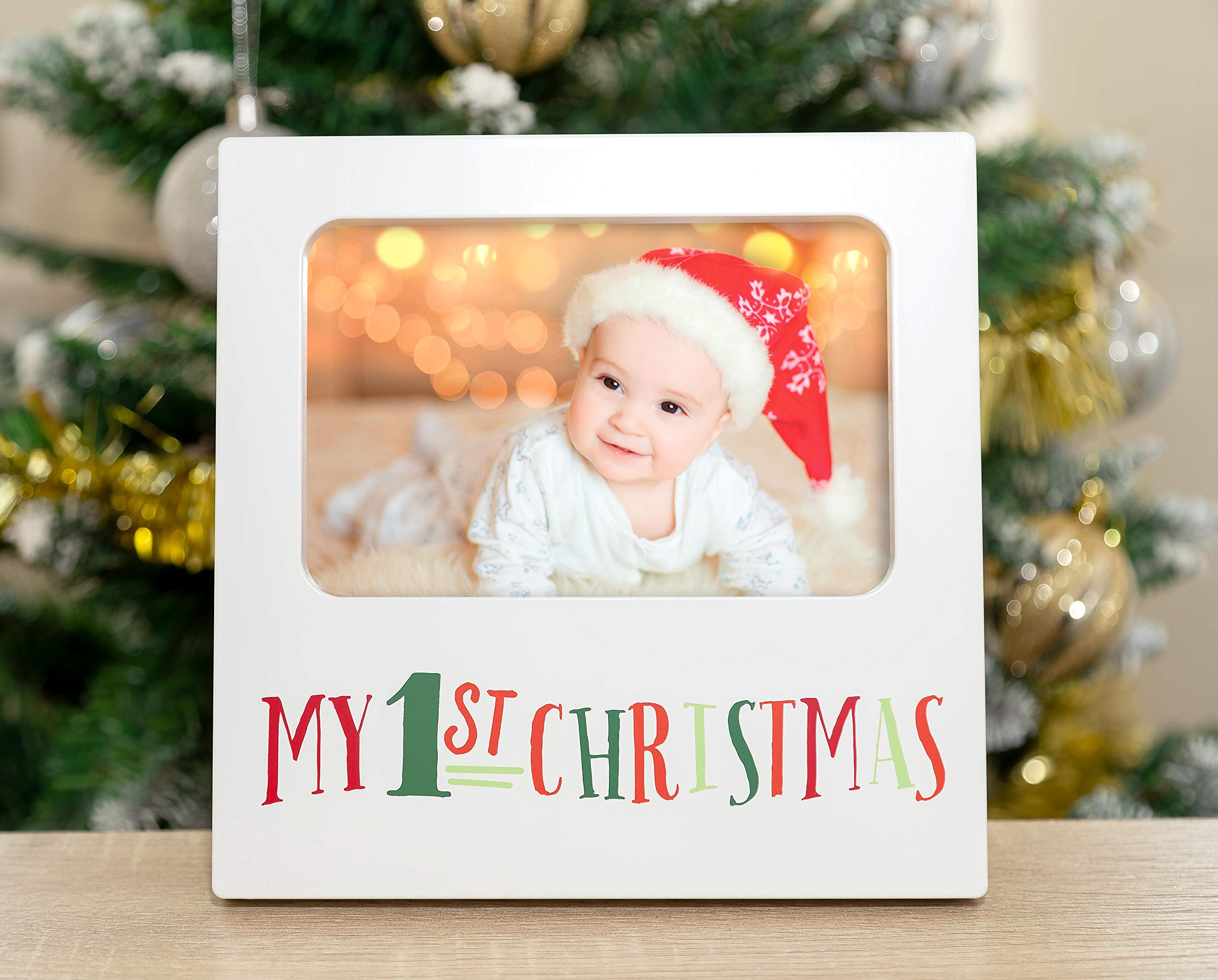 Kate & Milo My 1st Christmas Baby Photo Frame, Holiday Baby’s First Year Keepsake, Holiday Home Décor, Christmas Home Accessory, Newborn Tabletop Picture Frame, 4” x 6” Photo Insert, White