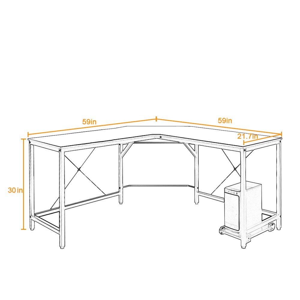 L Shaped Desk, Large L Shaped Computer Desk Office Desk, 59+59 inch L Shaped Gaming Desk with CPU Stand, Sturdy Corner Gaming Desk Writing Desk L Shaped Workstation Desks for Home Office Corner