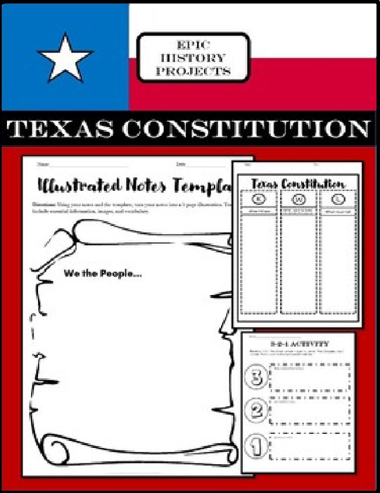 Texas History: Constitution Principles⭐️Mini Lesson & Illustrated Notes