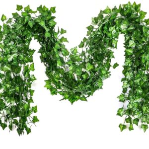 SO CAL PRO Fake Ivy Leaves Artificial Ivy Greenery Vines for Room Decor Leaves Room Decor Fake Leaves Ivy Eucalyptus Garland Faux Vines Wedding Decor (36 Strands of Ivy)