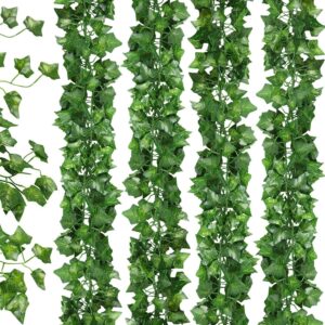 SO CAL PRO Fake Ivy Leaves Artificial Ivy Greenery Vines for Room Decor Leaves Room Decor Fake Leaves Ivy Eucalyptus Garland Faux Vines Wedding Decor (36 Strands of Ivy)