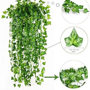 SO CAL PRO Fake Ivy Leaves Artificial Ivy Greenery Vines for Room Decor Leaves Room Decor Fake Leaves Ivy Eucalyptus Garland Faux Vines Wedding Decor (36 Strands of Ivy)