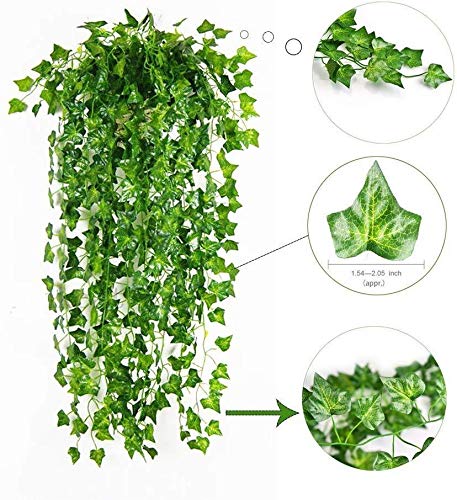 SO CAL PRO Fake Ivy Leaves Artificial Ivy Greenery Vines for Room Decor Leaves Room Decor Fake Leaves Ivy Eucalyptus Garland Faux Vines Wedding Decor (36 Strands of Ivy)