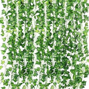 SO CAL PRO Fake Ivy Leaves Artificial Ivy Greenery Vines for Room Decor Leaves Room Decor Fake Leaves Ivy Eucalyptus Garland Faux Vines Wedding Decor (36 Strands of Ivy)