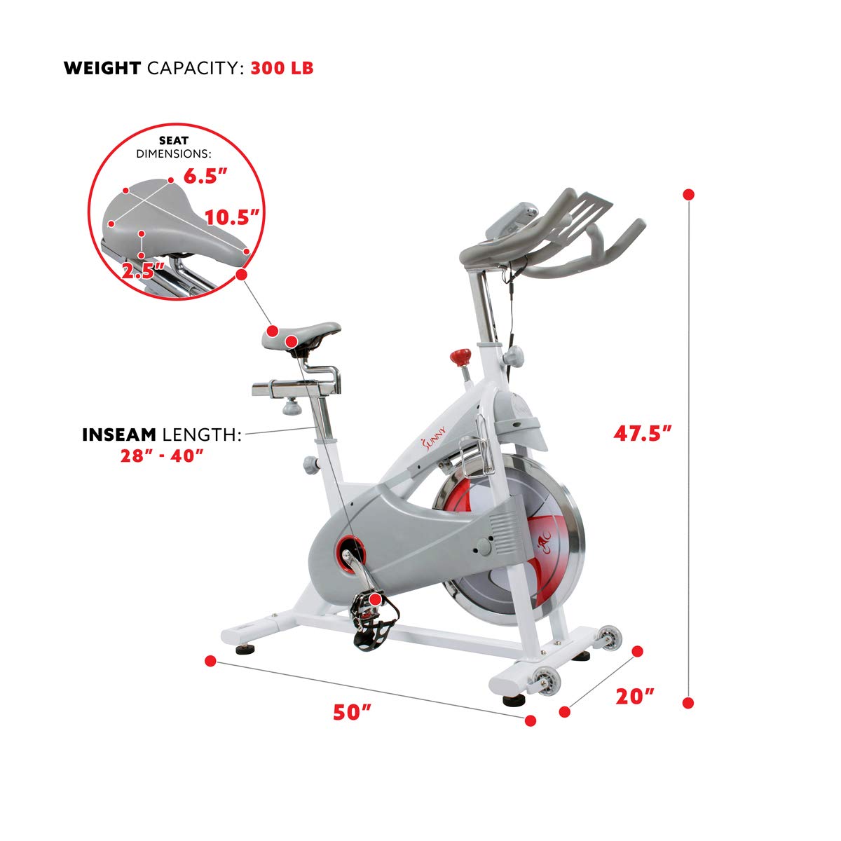 Sunny Health & Fitness Magnetic Belt Drive Premium Indoor Cycling Bike - SF-B1876