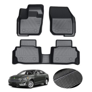 kust floor mats for 2013-2020 ford fusion/lincoln mkz floor liners all weather protection 2 row liner set black non-slip