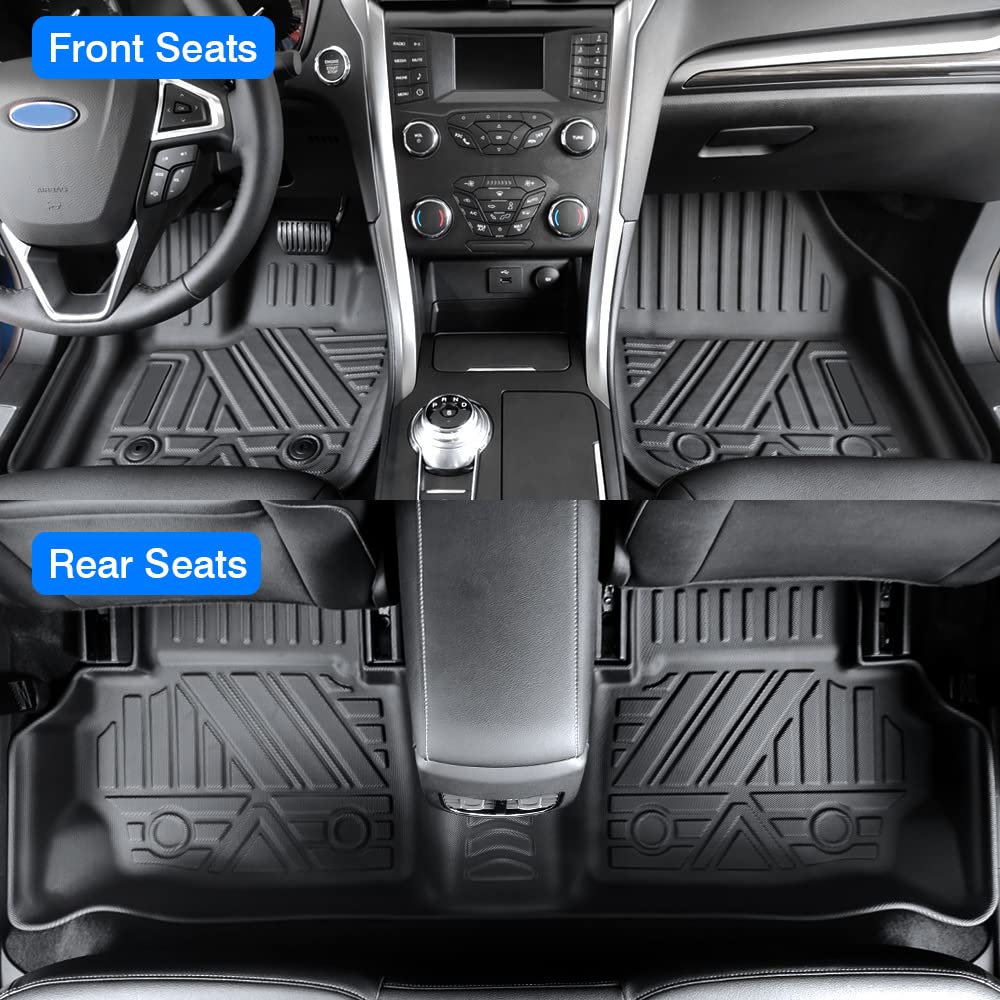 KUST Floor Mats for 2013-2020 Ford Fusion/Lincoln MKZ Floor Liners All Weather Protection 2 Row Liner Set Black Non-Slip