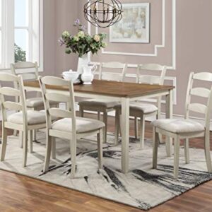 OSP Home Furnishings West Lake Dining Table Set, 7-Piece, Antique Tobacco Finish Top and Cream Base with Linen Fabric