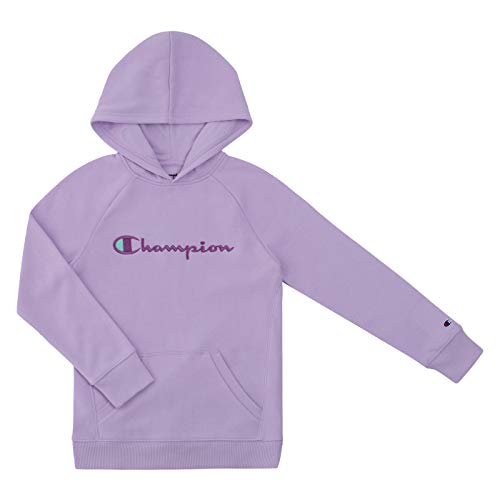 Champion Girl's Embroidered Raglan Hoodie (Big Kids) Lilac Wash MD (10-12 Big Kid)