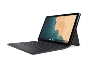 lenovo ideapad duet 10.1 inches fhd (1920 x 1200) touchscreen 2-in-1 chromebook, mediatek helio p60t, 4gb ram, 64gb emmc, chrome os, ice blue + iron grey (renewed)