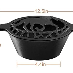 FireBeauty Woodstove Steamer Stove Humidifier Cast Iron Lattice Top Rust Resistant 2.3 Quart Capacity (horse)