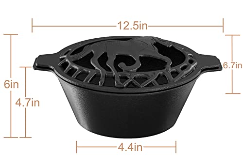 FireBeauty Woodstove Steamer Stove Humidifier Cast Iron Lattice Top Rust Resistant 2.3 Quart Capacity (horse)