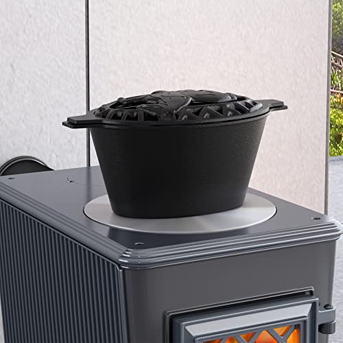 FireBeauty Woodstove Steamer Stove Humidifier Cast Iron Lattice Top Rust Resistant 2.3 Quart Capacity (horse)