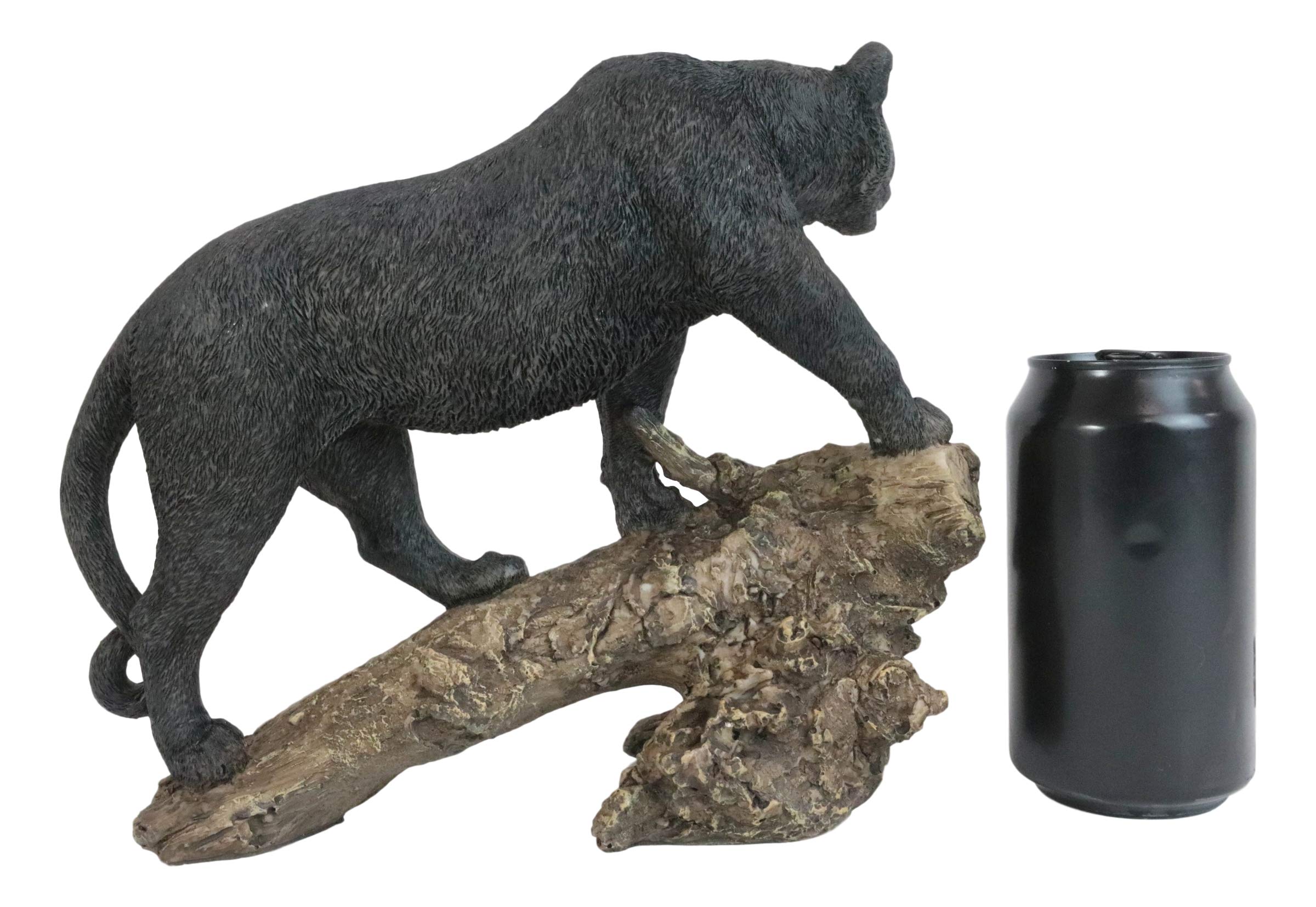 Ebros Gift Black Panther Cougar Climbing Weathered Tree Log Statue 10" Long Wildlife Black Jaguar Ghost Forest Hunter Sculpture Home Decorative Accent