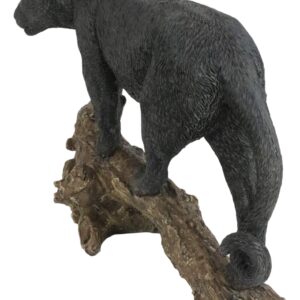 Ebros Gift Black Panther Cougar Climbing Weathered Tree Log Statue 10" Long Wildlife Black Jaguar Ghost Forest Hunter Sculpture Home Decorative Accent