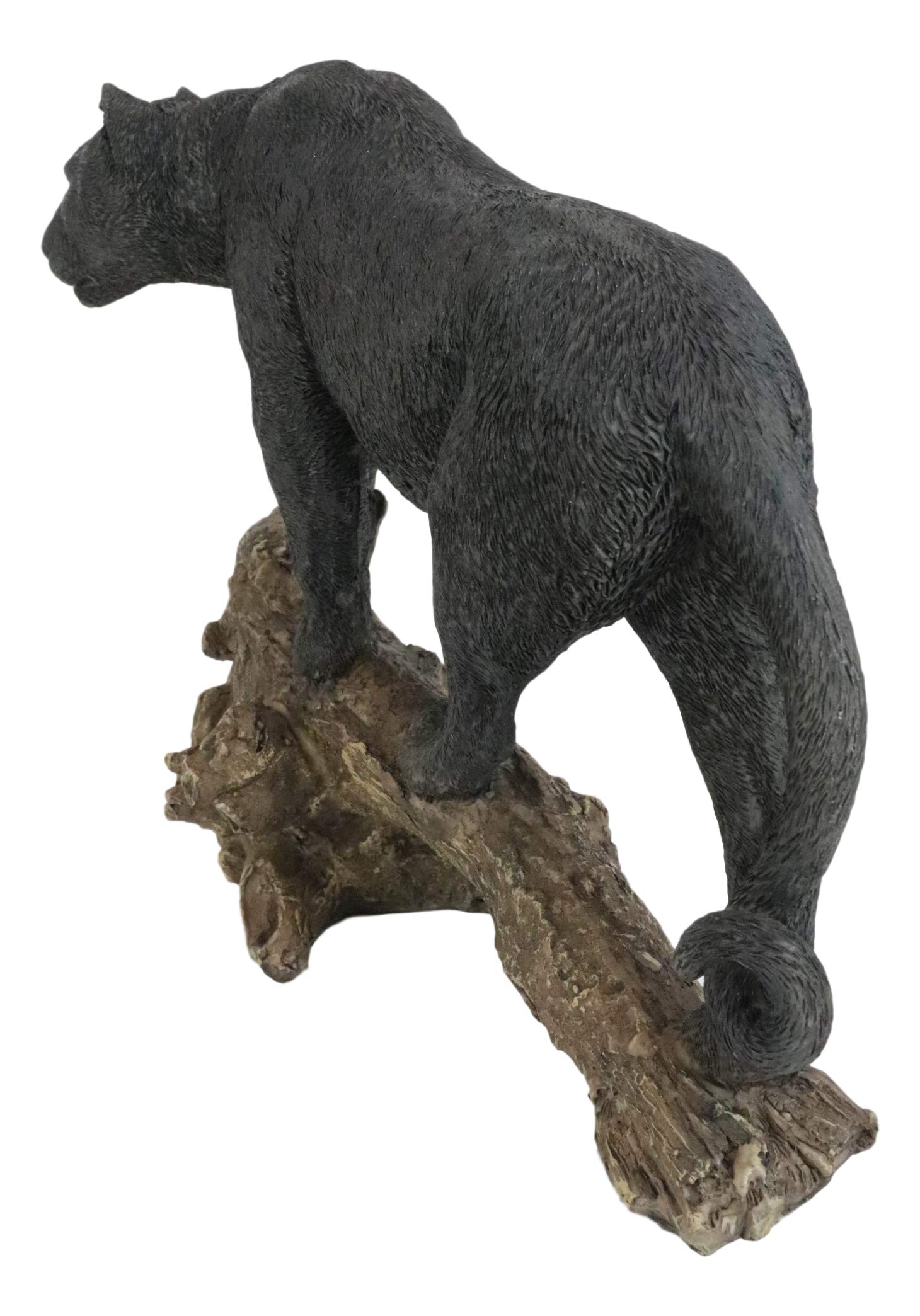 Ebros Gift Black Panther Cougar Climbing Weathered Tree Log Statue 10" Long Wildlife Black Jaguar Ghost Forest Hunter Sculpture Home Decorative Accent