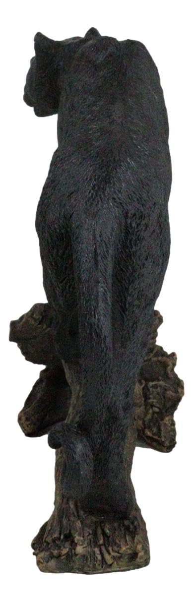 Ebros Gift Black Panther Cougar Climbing Weathered Tree Log Statue 10" Long Wildlife Black Jaguar Ghost Forest Hunter Sculpture Home Decorative Accent