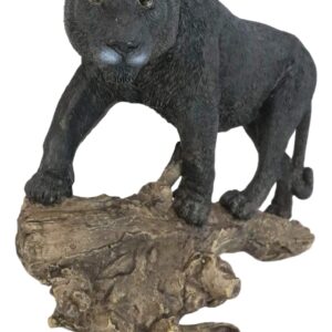 Ebros Gift Black Panther Cougar Climbing Weathered Tree Log Statue 10" Long Wildlife Black Jaguar Ghost Forest Hunter Sculpture Home Decorative Accent