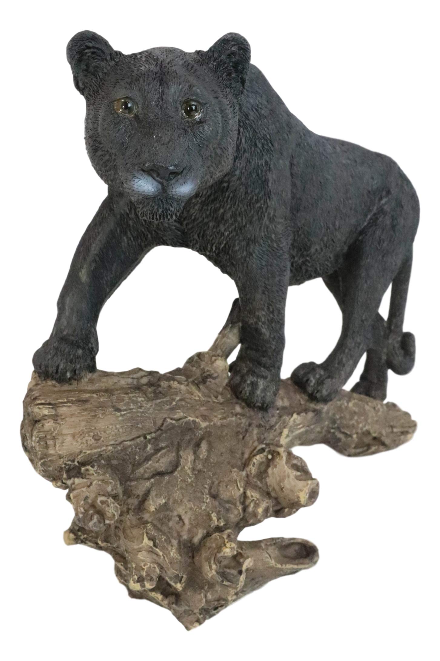 Ebros Gift Black Panther Cougar Climbing Weathered Tree Log Statue 10" Long Wildlife Black Jaguar Ghost Forest Hunter Sculpture Home Decorative Accent