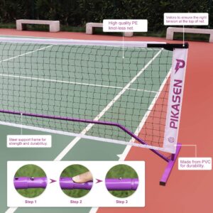 PIKASEN Portable Pickleball Net System - Regulation Size Pickle Ball Net - Set Includes Steady Metal Frame and Strong PE Net in Carry Bag, Designed for All Weather and Outdoor and Indoor