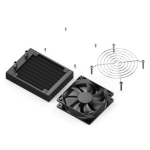 Clyxgs Water Cooling Radiator,12 Pipe Aluminum Heat Exchanger Radiator with Fan for PC CPU Computer Water Cool System DC12V 120mm Black