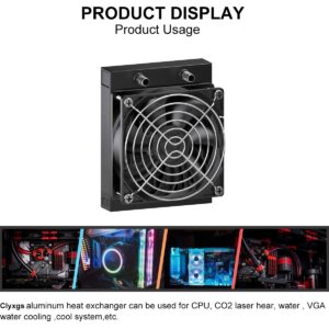 Clyxgs Water Cooling Radiator,12 Pipe Aluminum Heat Exchanger Radiator with Fan for PC CPU Computer Water Cool System DC12V 120mm Black