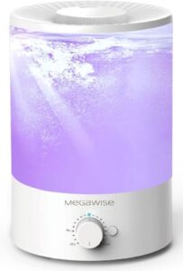 megawise cool mist humidifiers for babies, bedroom, nursery, home and office | super quiet ultrasonic vaporizer, large top-refill 3.5l, essential oil diffuser, auto off, easy clean