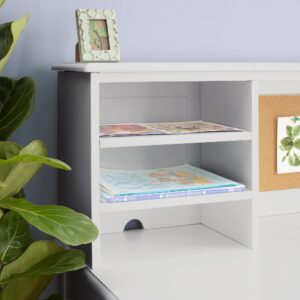 Guidecraft Taiga Desk, Hutch and Chair - Gray: Kids Wooden Computer Study Desk Set with Storage Shelves, Corkboard, and Drawers |Children's Bedroom Activity Table