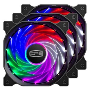 cp3 120mm computer fan 3-pin fixed color low noise led case fan high performance pc case fan with hydraulic bearing for gaming pc case (3 pack)