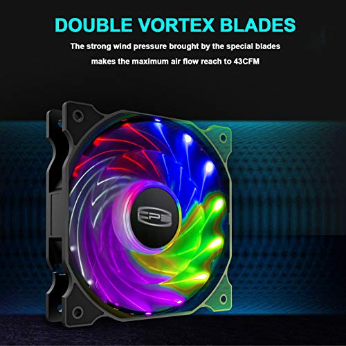 CP3 120mm Computer Fan 3-Pin Fixed Color Low Noise led case Fan High Performance PC Case Fan with Hydraulic Bearing for Gaming PC Case (3 Pack)