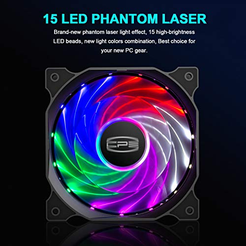 CP3 120mm Computer Fan 3-Pin Fixed Color Low Noise led case Fan High Performance PC Case Fan with Hydraulic Bearing for Gaming PC Case (3 Pack)