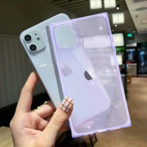 niufoey Compatible with iPhone 11 Case Square Transparent Anti-Scratch Reinforced Corners Shockproof Flexible Protective TPU Ultra Thin Slim Cases Cover for iPhone 11 6.1 inches (Clear/Light Purple)