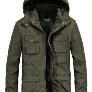 JYG Men's Winter Thicken Coat Casual Military Parka Jacket with Removable Hood (XX-Large, Army)