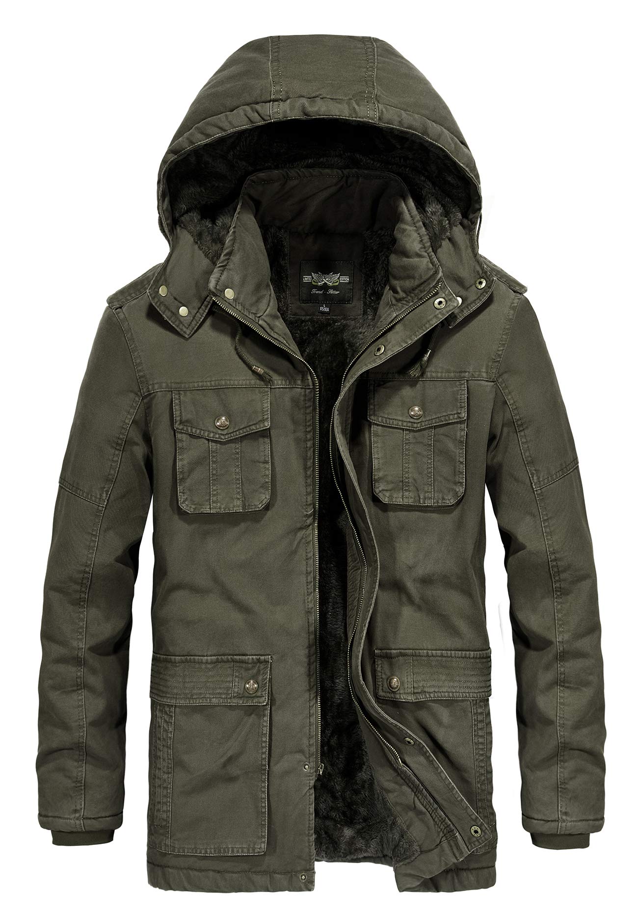 JYG Men's Winter Thicken Coat Casual Military Parka Jacket with Removable Hood (XX-Large, Army)