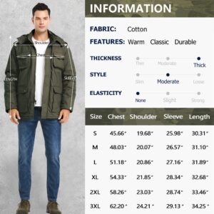 JYG Men's Winter Thicken Coat Casual Military Parka Jacket with Removable Hood (XX-Large, Army)