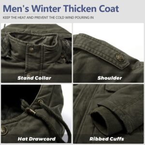 JYG Men's Winter Thicken Coat Casual Military Parka Jacket with Removable Hood (XX-Large, Army)