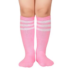 kids child soccer socks knee high tube socks toddler girls uniform socks cotton cute sport stocking for boys girls 1 pair pink white one size