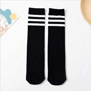 Boys soccer socks Toddler Girls Uniform Socks Knee High Tube Socks Cotton Cute Sport Stocking for Boys Girls 1 Pair Black White One Size