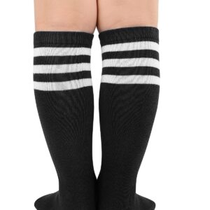 Boys soccer socks Toddler Girls Uniform Socks Knee High Tube Socks Cotton Cute Sport Stocking for Boys Girls 1 Pair Black White One Size