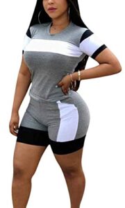 toponsky woman outfits sets biker shorts set 2 piece for women short two womens gray,m