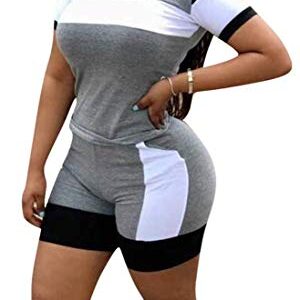 TOPONSKY Woman Outfits Sets Biker Shorts Set 2 Piece For Women Short Two Womens Gray,M