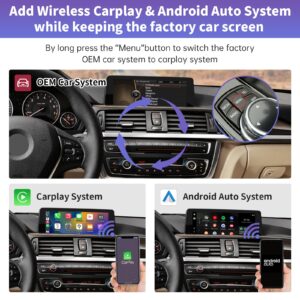 Road Top Wireless Carplay Wireless Android Auto for BMW 1 2 3 4 Series F20 F21 F22 F23 F30 F31 F32 F33 2011-2015 Year with NBT System, Compatible with Apple Carplay Retrofit Kit Decoder