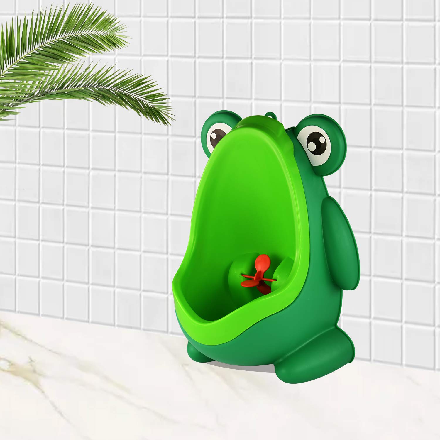 Cute Frog Standing Potty Training Urinal for Boys Toilet with Funny Aiming Target - Blackish Green