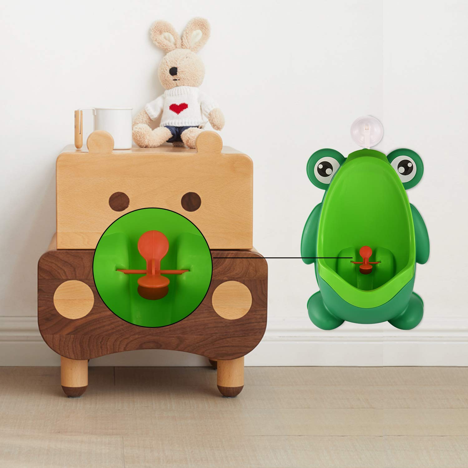 Cute Frog Standing Potty Training Urinal for Boys Toilet with Funny Aiming Target - Blackish Green